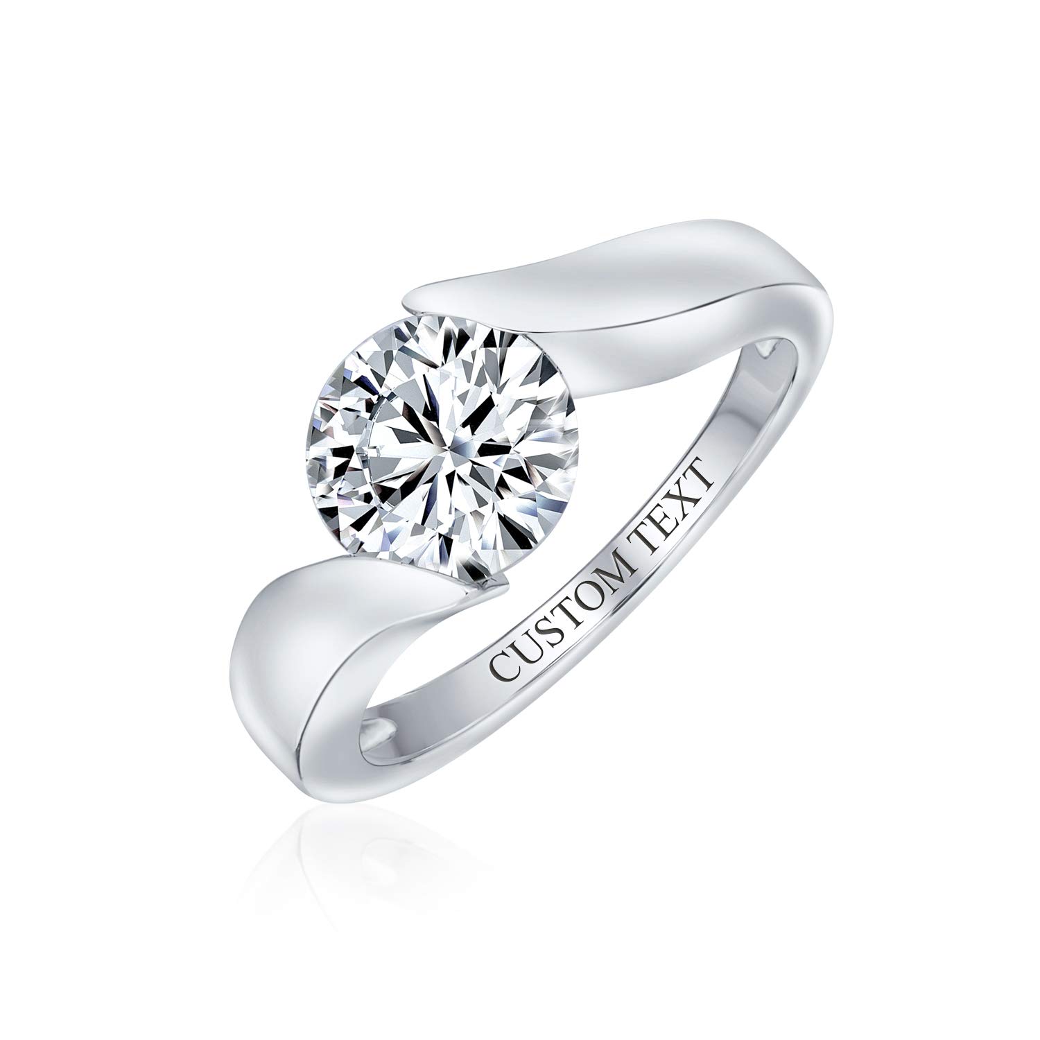 Bling Jewelry Sterling Silver Brilliant CZ 2.0 Carat Engagement Ring Tension Set - Size 5