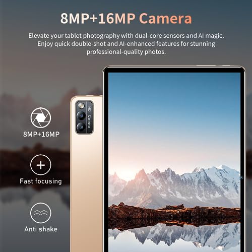 BLACKCYBER Android 13 10.1 Inch Tablet, 8GB RAM 256GB ROM Octa-Core Processor, 1960x1200 IPS FHD Screen, 8+16MP Camera, Bluetooth 5.0, 2.4G/5G WiFi, 8000mAh, GPS, Dual Speaker, 1TB Expandable (Blue)