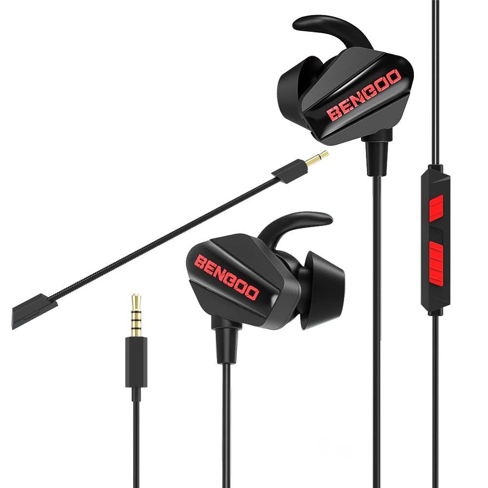 BENGOO G20 Gaming Earbuds, Gaming Bass Earbuds, Gaming Earbuds with Microphone, Gaming Earphones for PS4 PS5 PC Xbox One iPhone Super Nintendo, Wired Earbuds with Mute and Volume Control, 3.5mm Jack