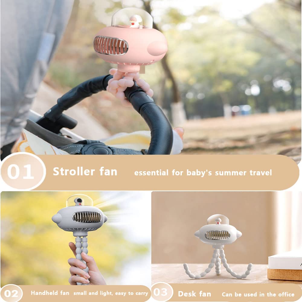 CoBuLLA Mini Handheld Personal Portable Fan, Baby Stroller Fan, 360°Rotation Mini Portable Fan, usb Desk Personal Fan for Stroller Accessories Crib Treadmill Camping Traveling