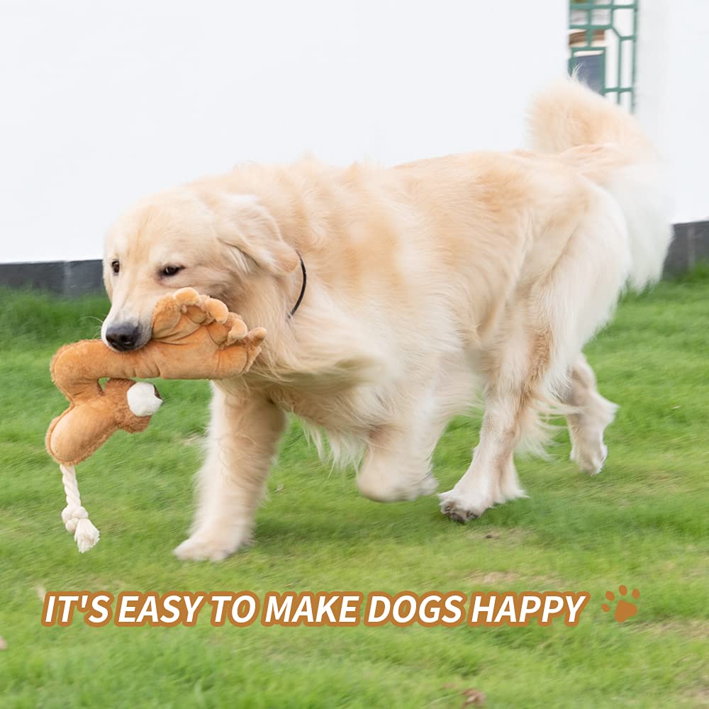 BZONZOON Plush Dog Toy Squeaky Durable, Soft, Interactive Squeaky Plush Toy with Reinforced Seams | Brown Bear's Paw