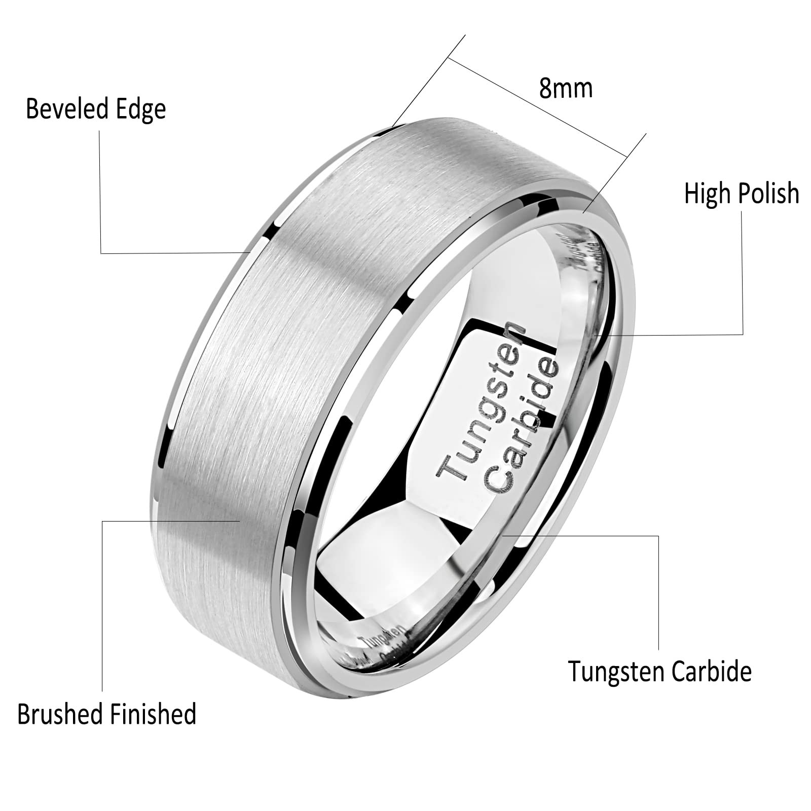 Blongme Wedding Ring Sets for him and her Women Sterling Silver CZ His Men Titanium Wedding Band Couples 925 Sterling Silver Size 5&8