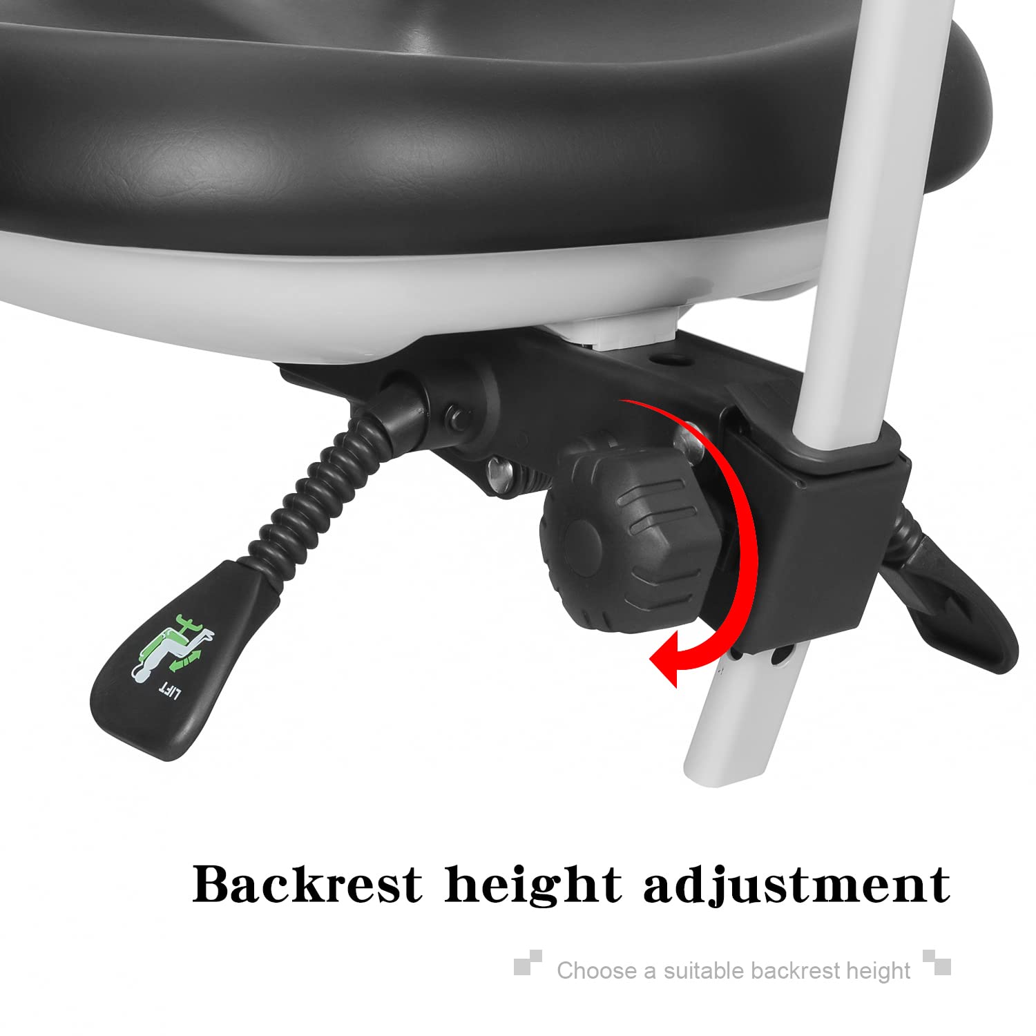 ORILAO Multi Function Adjustable Dental Assistant Stool with Armrest Rack Rolling Cover PU Leather Foot Controlled