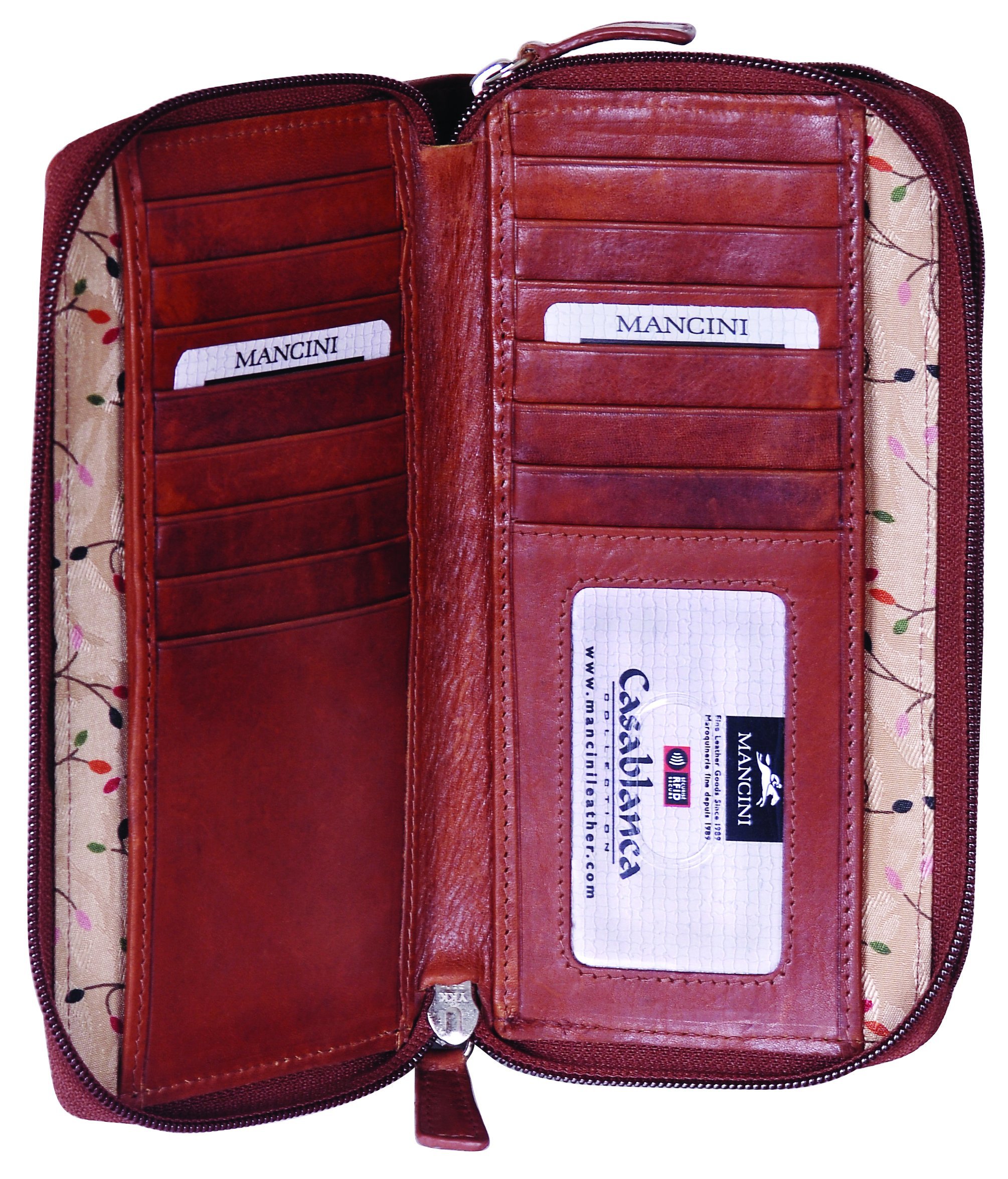Mancini Leather Goods Casablanca Collection: Ladies’ RFID Double Zipper Clutch