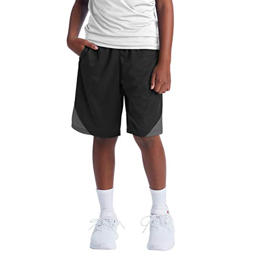 C9 Champion Boys' Color Block Short-9" Inseam, Ebony/Hardware Gray, S