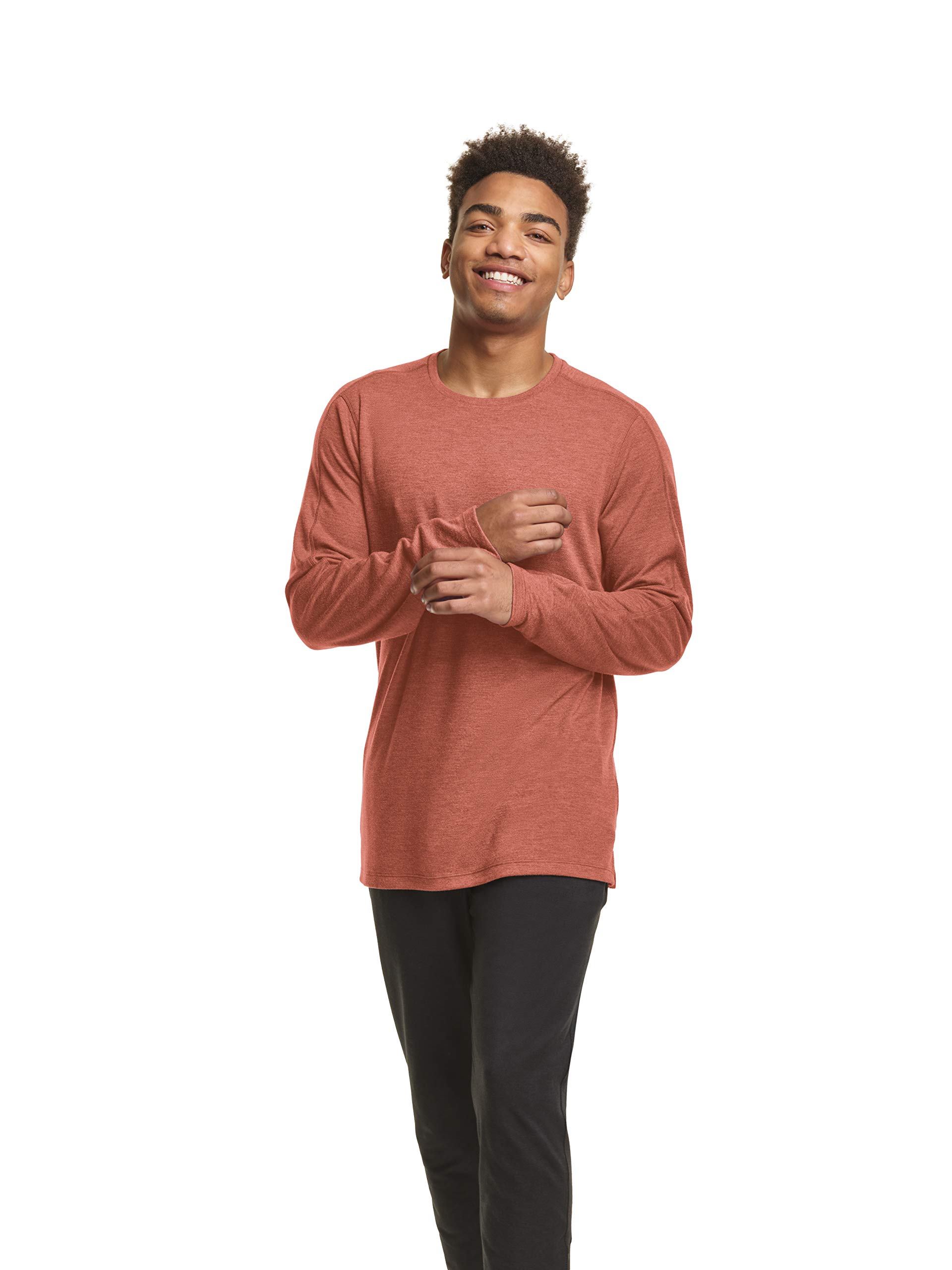 C9 Champion Men's Soft Train Long Sleeve T-Shirt, Warm Cinnamon Brown Heather, L