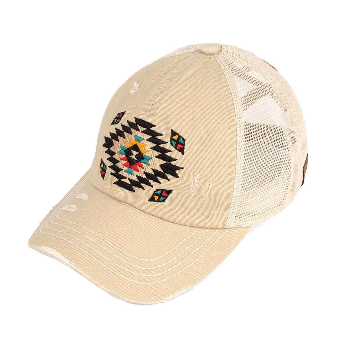 C.C Ponytail Criss Cross Messy Buns Ponycaps Baseball Cap Dad Trucker Mesh Hat (Stone Washed Leopard Denim)