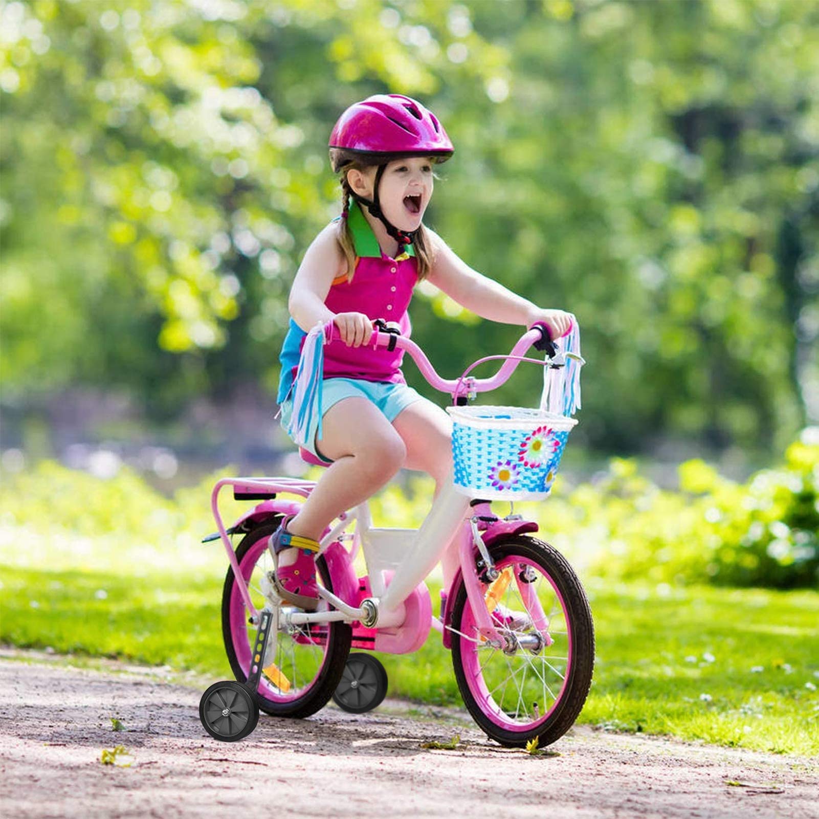 BNKIHDD Bicycle Training Wheels for Kids Stronger Version Replacement Adjustable Bicycles Stabilizer for Children, Suitable for 12/14/ 16/18/ 20/ inch Children's Single Speed Bikes (Green)