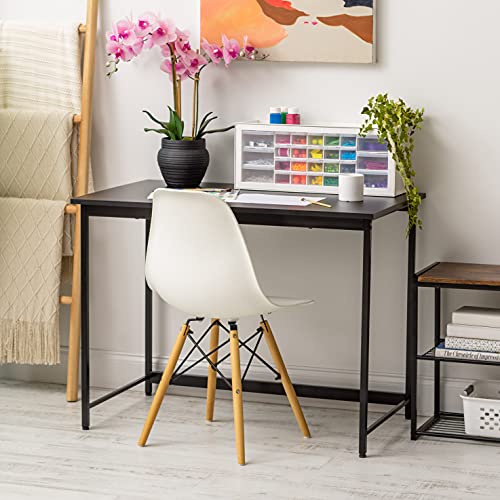 IRIS USA 39 Inch Modern Laptop and Computer Desk Office Table for Home Office, Water and Scratch Resistant Surface Gaming Desk, Easy to Assemble Black Desk