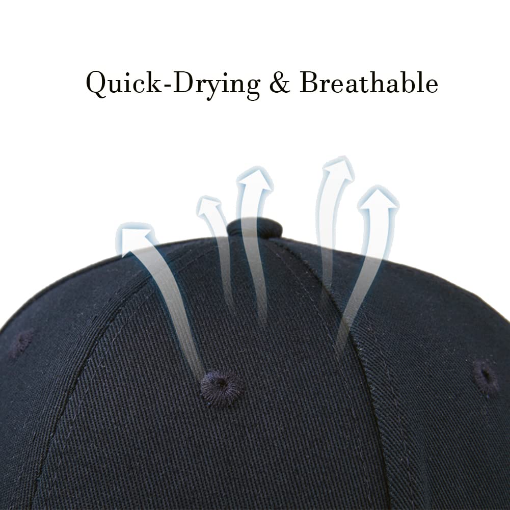 Classic 100% Cotton Structured Baseball Hats Adjustable for Men Women Basic Plain Blank Workout Ball Caps (Black)