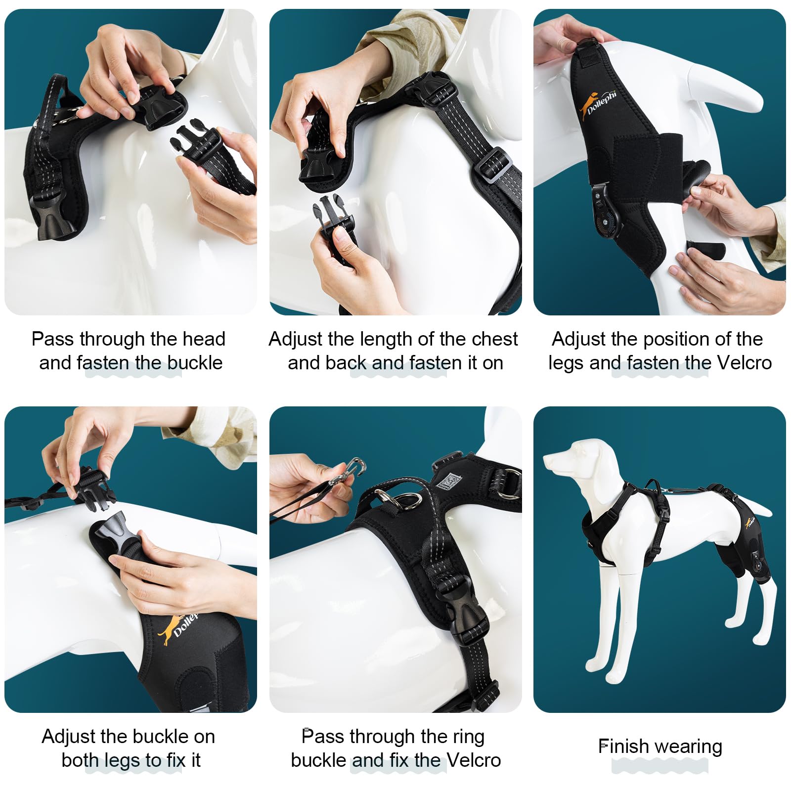 Dollephi Dog Knee Brace for torn acl hind leg with Adjustable Hinge Stabilizer, Dog leg brace Support for Cruciate Ligament Injury, Dog back brace for Osteoarthritis, Recovery After Surgery,et(L)