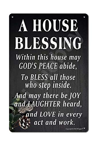 Mvgges A House Blessing 8"x12" Metal Tin Sign, Hanging Sign, Wall Art, Home Decor Inspirational Decor