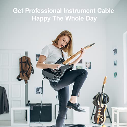Heams Premium 10 FT Guitar Cable, 1/4 Inch Instrument Cable- Noise Free and Super Durable Guitar Chord- AMP Cord for Bass, Electric Guitar, Electric Mandolin, Right Angle