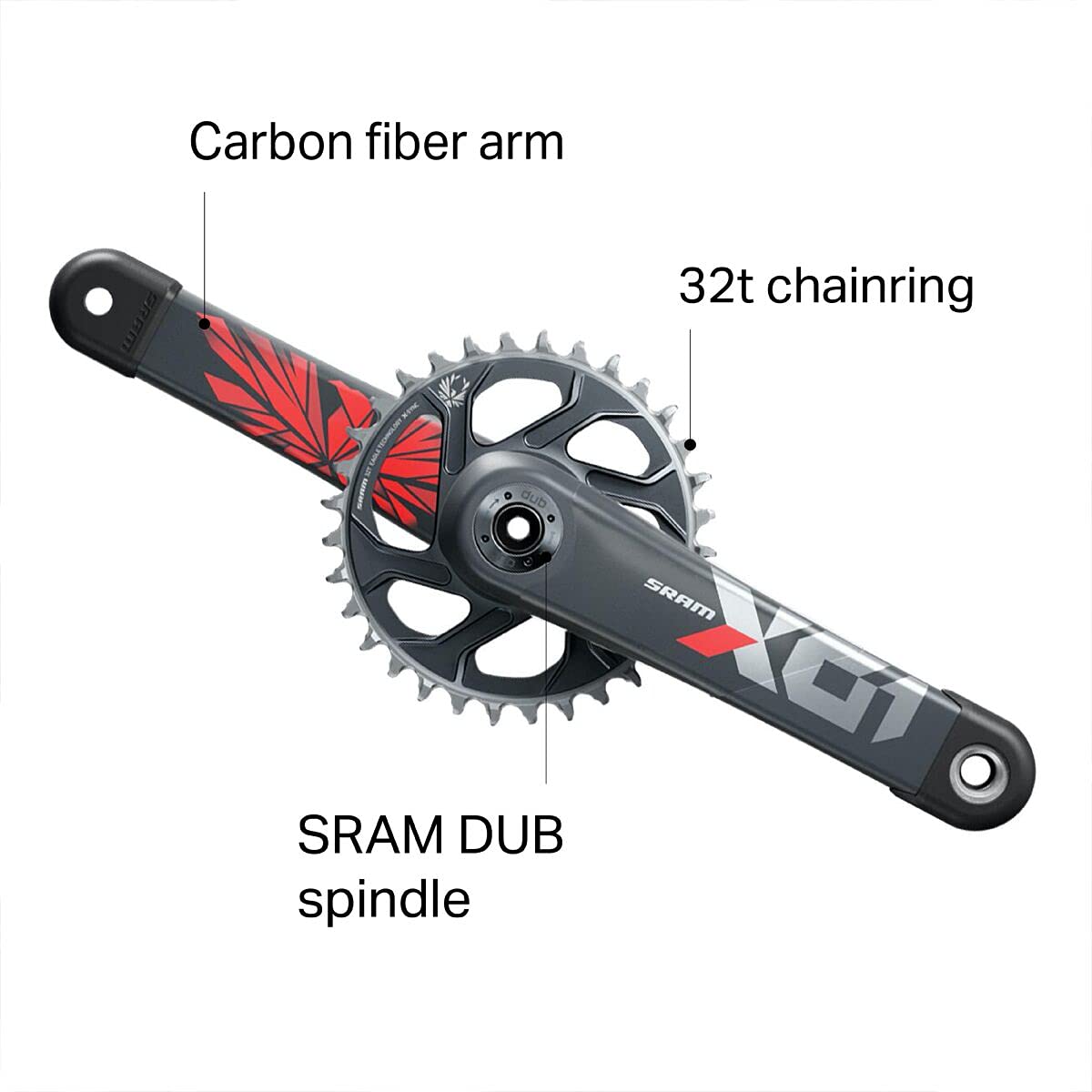 SRAM, X01 Eagle DUB C3, Crankset, Speed: 11/12, Spindle: 28.99mm, BCD: Direct Mount, 32, DUB, 170mm, Red, SuperBoost+