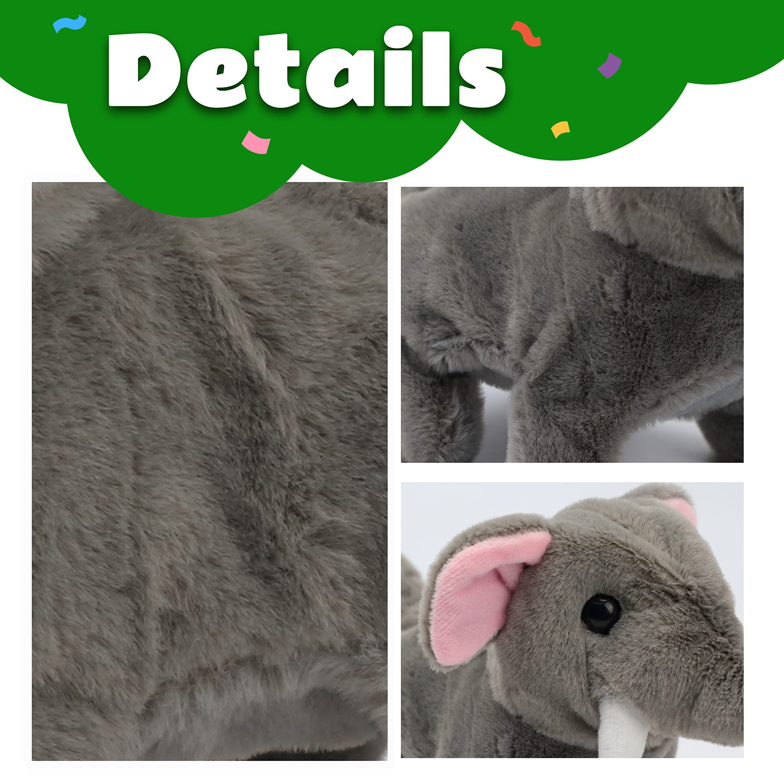 Cuteoy Walking Grey Elephant Stuffed Animal Speaking Roar Plush Electric Interactive Animated Plushies Toy for Girls Boys Birthday