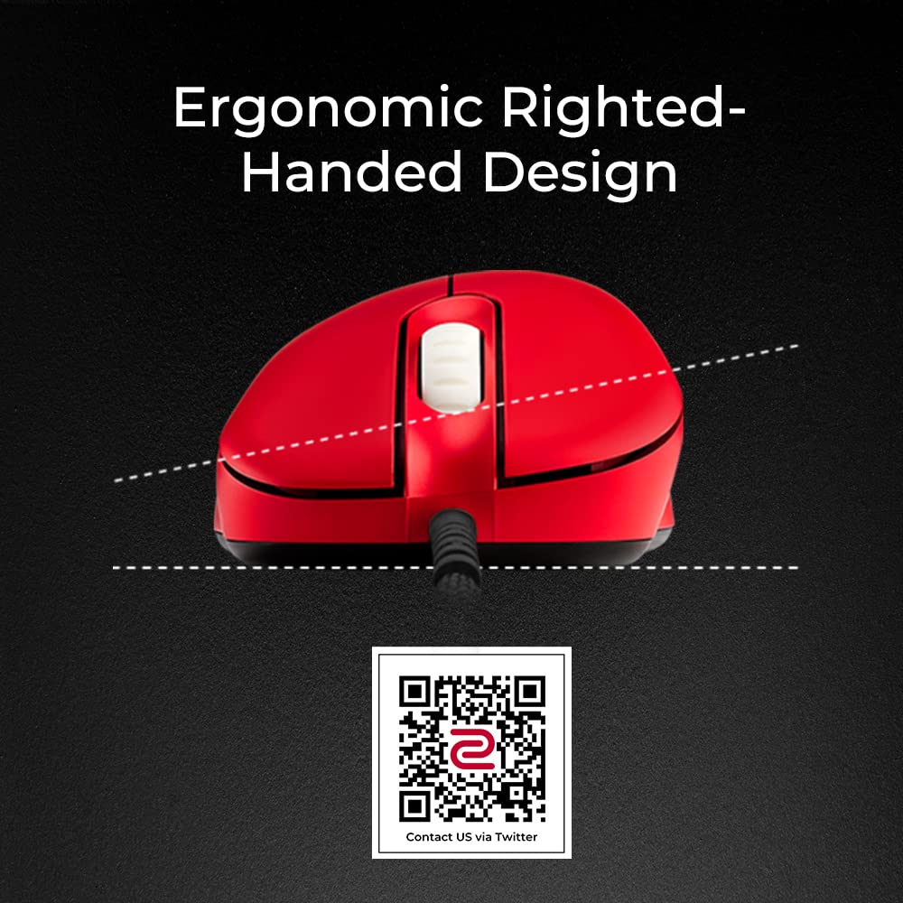 BenQ Zowie EC2 Special Edition RED V2 Ergonomic Gaming Mouse for Esports |Regular Weight| Paracord Cable & 16-Step Scroll| Driverless | Matte Coating | Medium Size