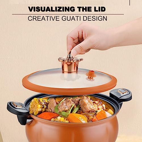 Multifunctional Plumpy Non-stick Micro Pressure Pot 2023 [NEW], 8L Large Capacity Pumpkin Micro Pressure Cooker, Soup Meat Pot Rice Cooker Gas Stove Micro Pressure Cooker Stew Pot (Color : Orange)