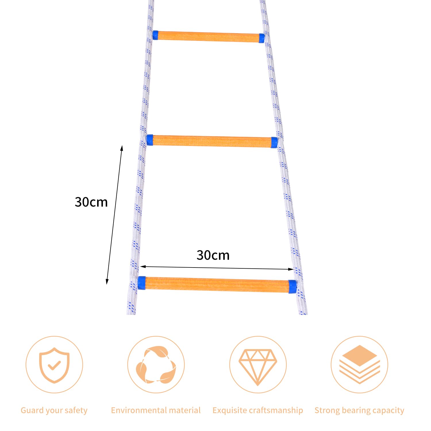 Emergency Fire Escape Ladder, 49.2FT Rope Ladder, Flame Resistant Safety Extension Ladder with 2 Hooks, Fast to Deploy Sturdy and Strong Portable and Reusable 2 Story,Weight Capacity up to 2000 LB
