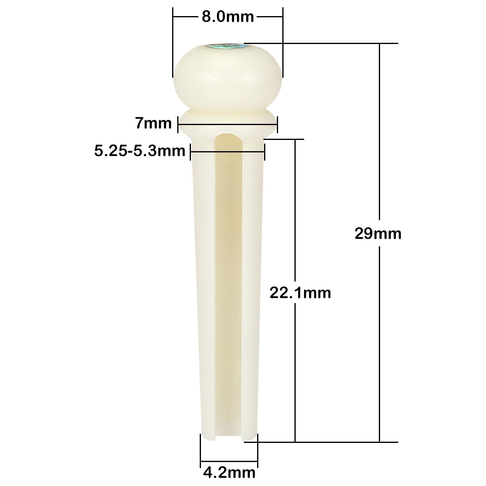 Blisstime 6 String Acoustic Guitar Bone Bridge Saddle and Nut and 6pcs Guitar Bone Bridge Pins Made of Real Bone