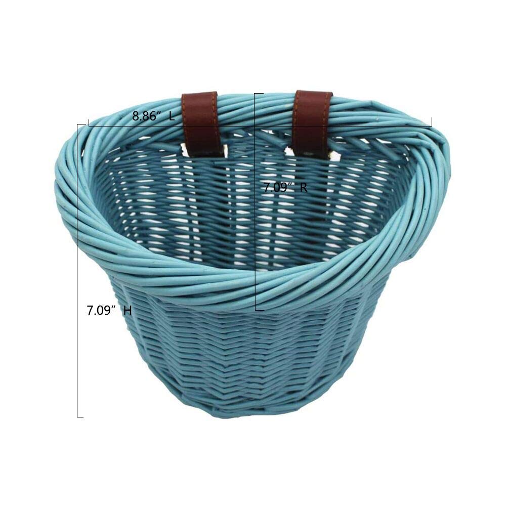 Bike Basket, Little Box Made by Willow for Bicycle, Arts and Cirafts Chldren's Bicycle Basket (Blue)