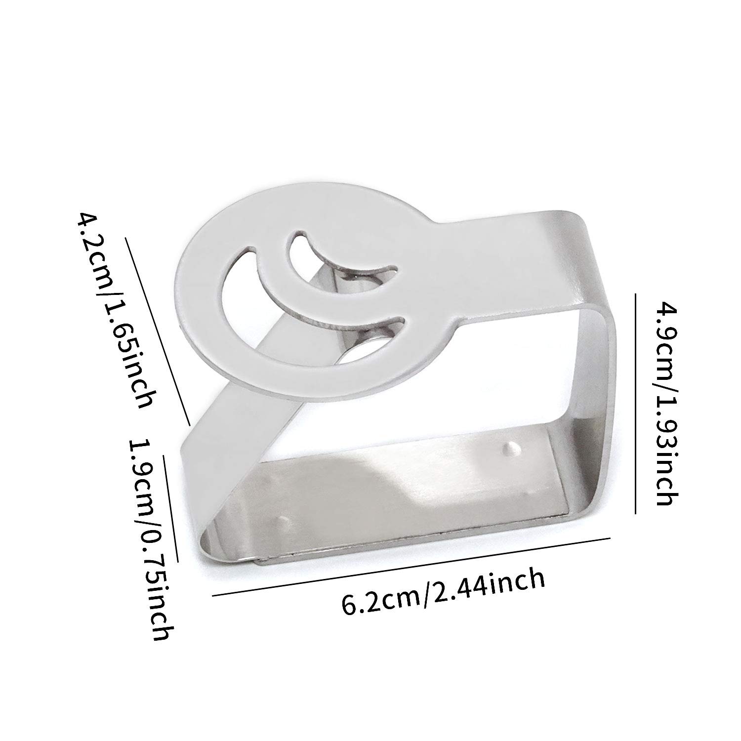 Honbay 4PCS Stainless Steel Silver Thickened Strong Cloth Clip,Tablecloth Clamp Holder, Table Cover Clamps,Table Cloth Holders, Table Cloth Clips Holders for Outdoor and Indoor (Moon)