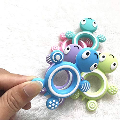 Jitejoe Baby Teether, Food-Grade Baby Silicone Turtle Animals (Pink)