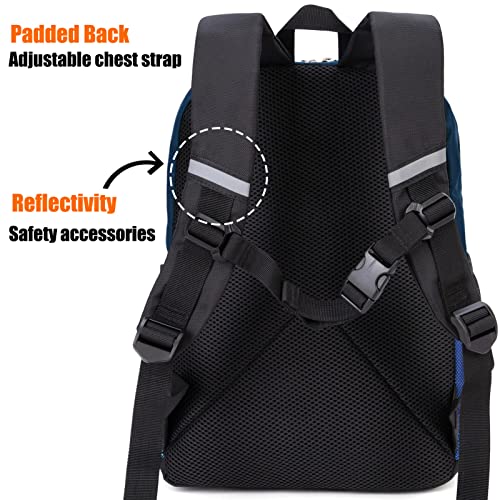 HawLander Little Kids Backpack for Boys Toddler School Bag Fits 3 to 6 years old, 15 inch, Navy Blue