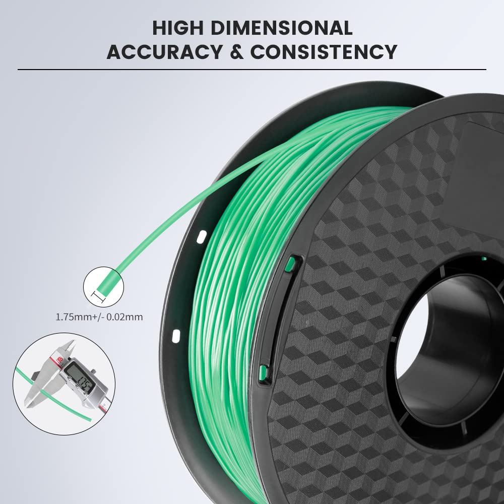 COMGROW PLA Filament 1.75mm PLA 3D Printer Filament, 1kg(2.2lbs) Cardboard Spool, Dimensional Accuracy +/- 0.03mm, Fit for Creality Ender 3/Ender 3 V2/Ender 3 Pro/Other FDM 3D Printers (Green 1-Pack)