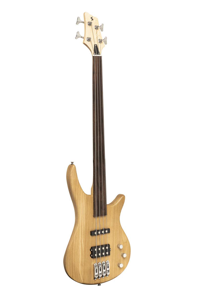 Stagg 4 String Bass Guitar, Right, Natural, Full Size (SBF-40 NAT FL)