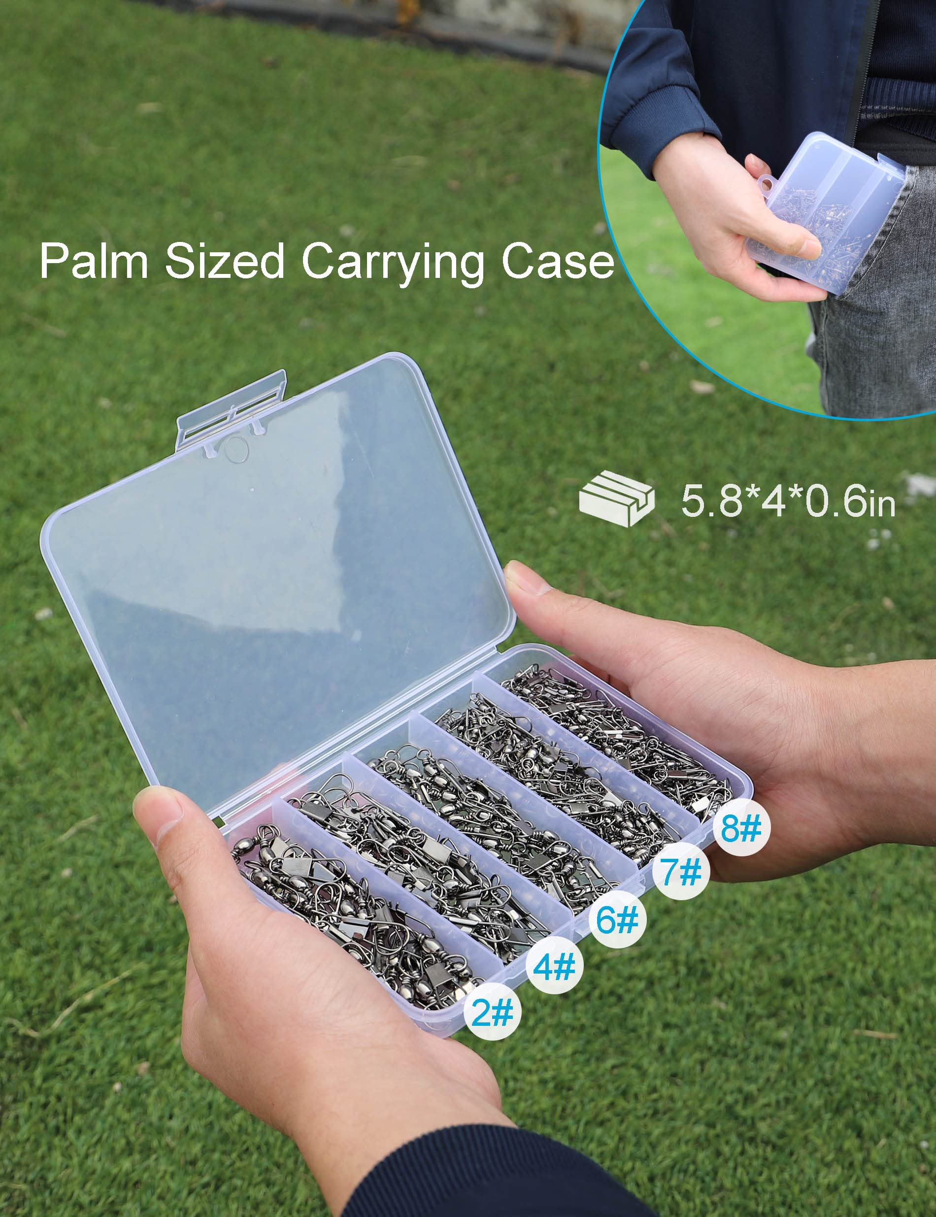 Beoccudo 210pcs Barrel Swivels with Snaps, Fishing Swivels Saltwater Freshwater Snap Connector