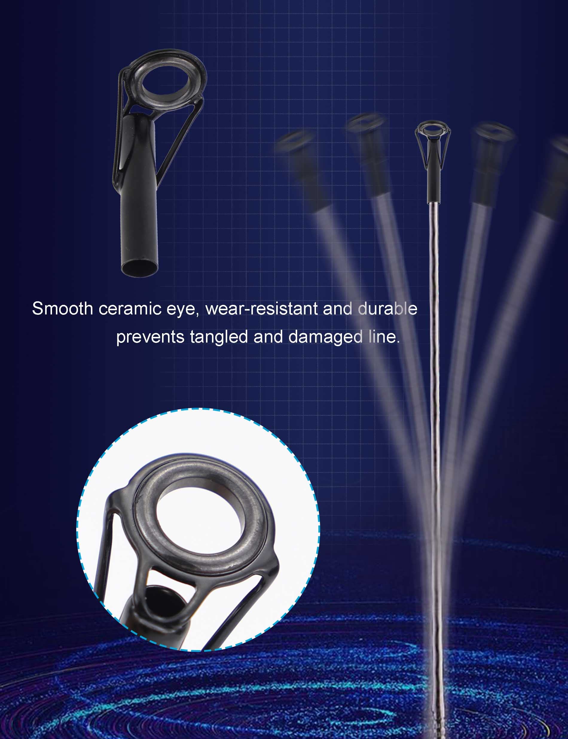 Beoccudo Rod Tip Repair Kit Rod Tips Replacement for Freshwater Saltwater Rods, Stainless Steel Ceramic Ring Guides with Fishing Swivels
