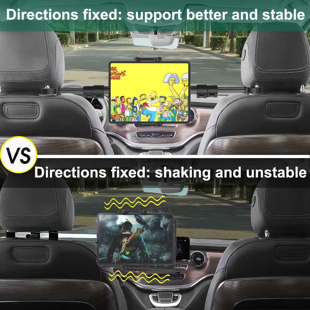 Cuxwill Car Headrest Tablet Holder Mount for 4-13'' Device, 32.7" Stretchable Aluminum Arm Between Back Seat Kids Stand for iPad Pro Air Mini, Galaxy Z Huawei Tab, Kindle Fire, MediaPad, Smartphone