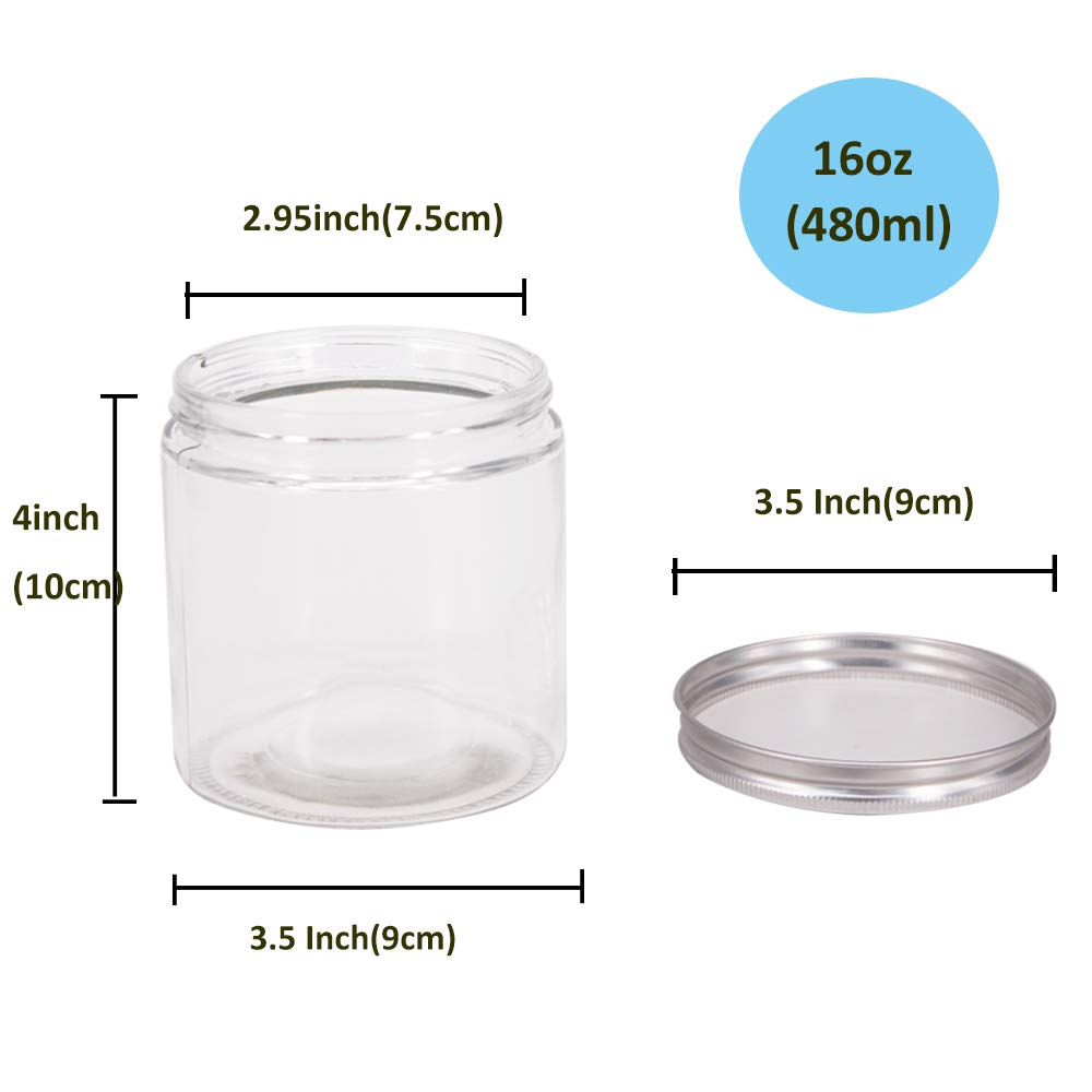 BPFY 6 Pack 16 oz Glass Jars with Lids, 8 Chalk Labels, 1 Pen, Food Storage Jars, Glass Kitchen Canisters Cabinet, Pantry Organization for Flour, Sugar, Coffee, Candy, Snacks