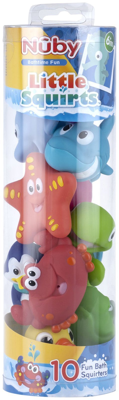 Nuby 10 Count (Pack of 1) Little Squirts Fun Bath Toys, Assorted Characters