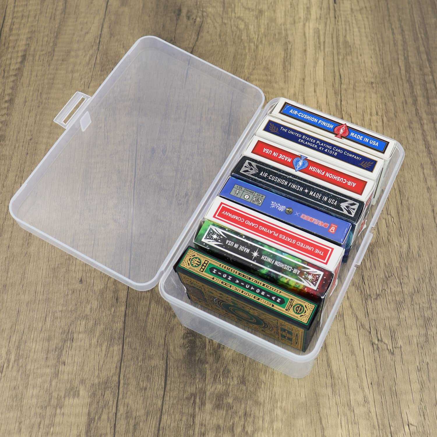 Cwdew 2PCS High Capactiy Playing Card Case Holder Plastic Trading Card Storage Box Card Deck Box Sports Baseball Game Card Storage, Each Box Holds Up to 470pcs Standard Size Cards