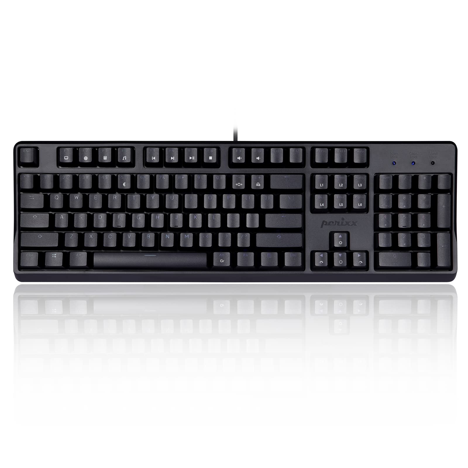 Perixx PX-5300 Mechanical Gaming Keyboard - Wired USB 5.9 Ft Cable - Customizable RGB Backlighting - Tactile Gateron Brown Switches - US English, Black (FBA-PX5300-GBLUS-11918)
