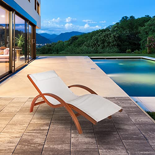 Island Umbrella NU6901 Island Retreat Bentwood Breeze Luxury Lounger with Wood Frame, Champagne