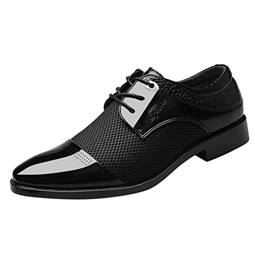 Classical Style Leather Shoes for Men Slip On PU Leather Low Rubber Sole Block Heel Work Soft Shoes Mens Black