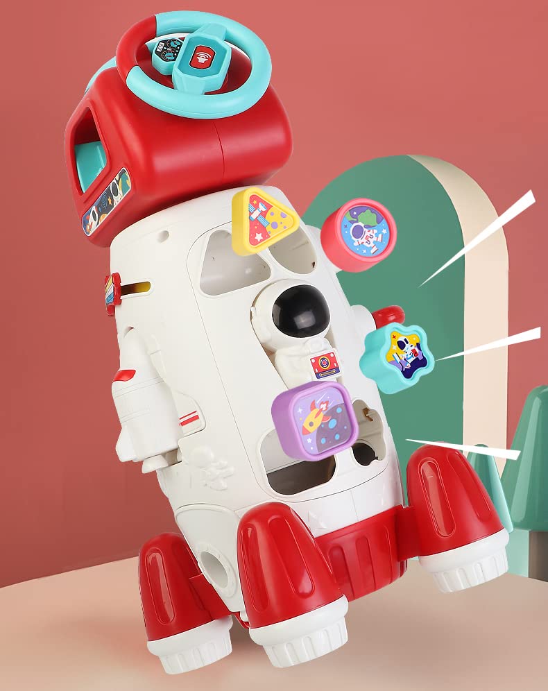 cxjoigxi Rocket Ship Toy for Kids 3-5,Montessori Toys for 1 2 3 Year Old Boy Girl,5 in 1 Space Rocket Explore Toys,Early Development Learning Toys for Gift