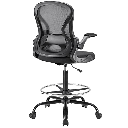 Fefances Drafting Chair Tall Office Chair for Standing Desk Chair Adjustable Height Stool Chair Black