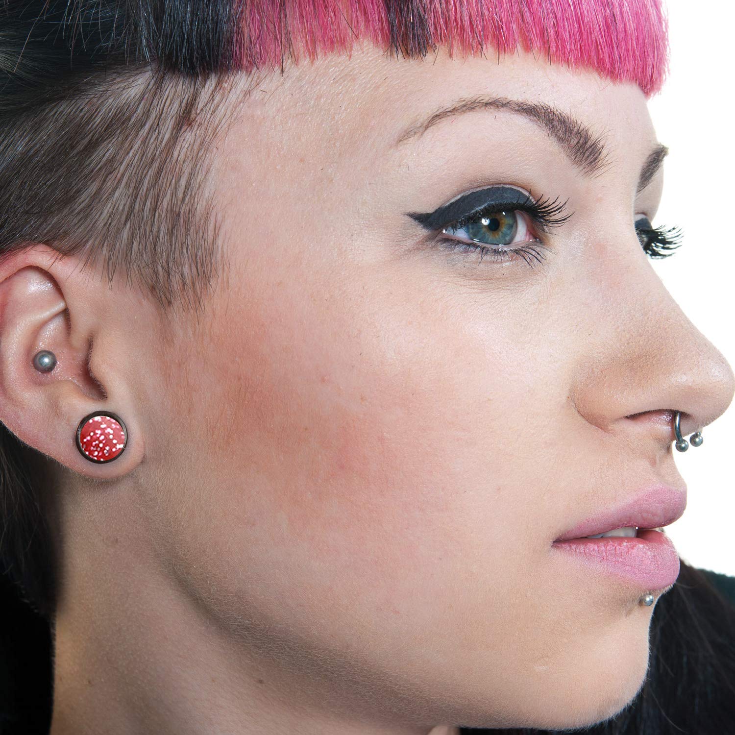 BodyJ4You 36PC Gauges Kit Ear Stretching 8G-00G Pink Glitter Acrylic Spiral Tapers Plugs Body Piercing