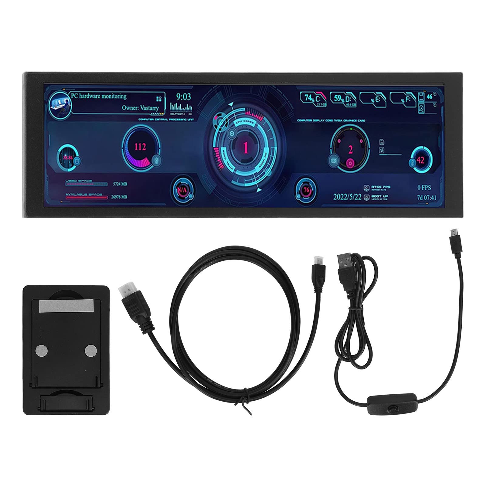 Computer Temp Monitor, 7.9 Inch IPS USB Mini Screen PC Sensor Panel Display Computer Case SubScreen, Theme Editor, Auto Off, HDMI Input, for PC CPU GPU RAM Data Monitor