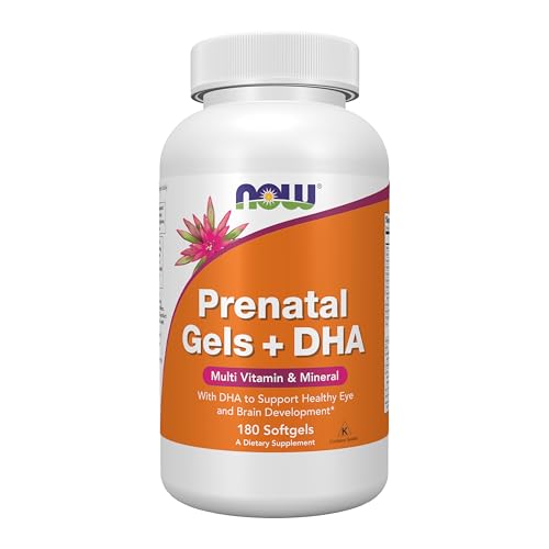 NOW Supplements, Prenatal Gels + DHA with 250 mg DHA per serving, plus Borage Oil (GLA), 180 Softgels