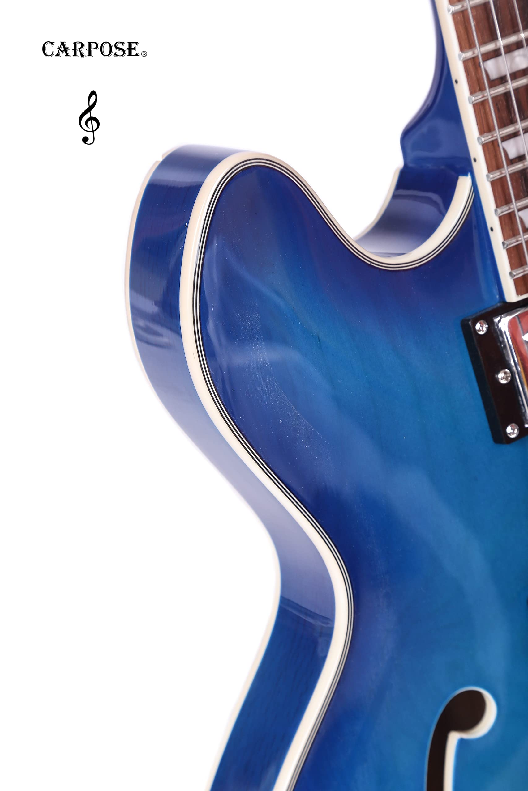 CARPOSE Semi-Hollow Body Electric Guitar,6-Strings Righthand,Maple Body and Neck with Rosewood Fingerboard,Blue