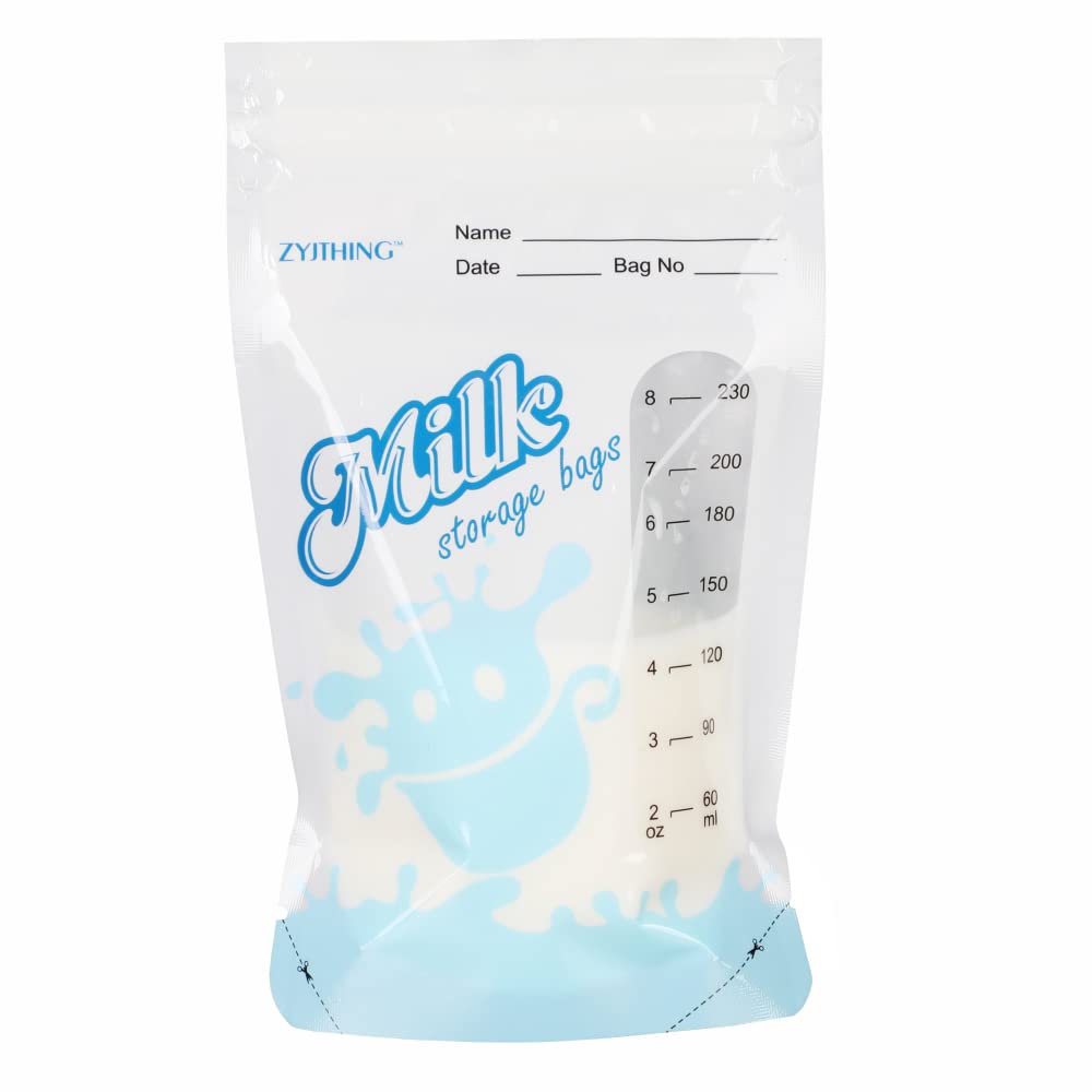 Breast milk storage bags, 100count/1Pack,7-8 ounces, liquid food bag, Breast milk storage bags freezer;breast feeding,Double-layer self-sealing, flat, upright after filling.
