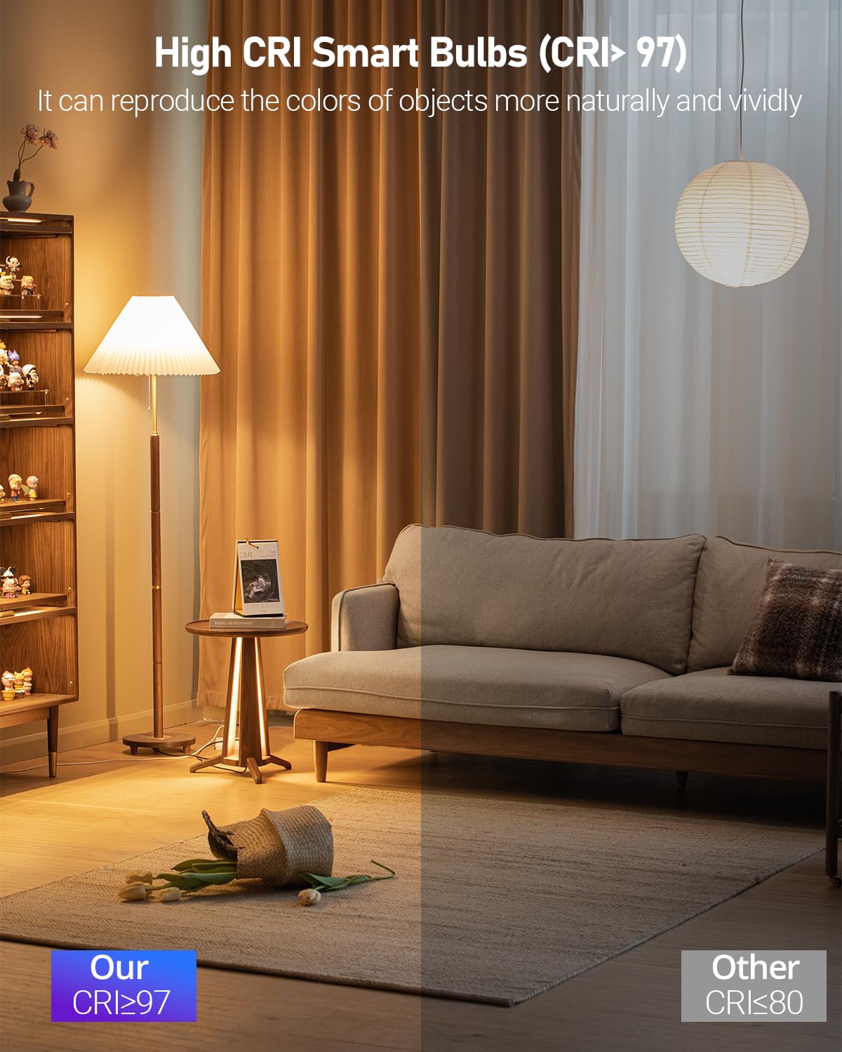 DomoPlus Matter Smart Light Bulbs, Full Spectrum Light Bulb Work with Alexa and Google Assistant, 16 Million Colors RGBWW WiFi Led Light Bulb, App & Voice Control, A19, 800Lm, 2 Pack