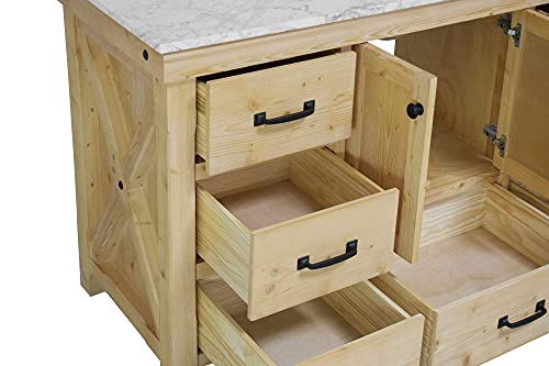 Kitchen Bath Collection Tuscany 60-inch Single Bathroom Vanity (Carrara/Driftwood): Includes Driftwood Cabinet with Authentic Italian Carrara Marble Countertop and White Ceramic Sink