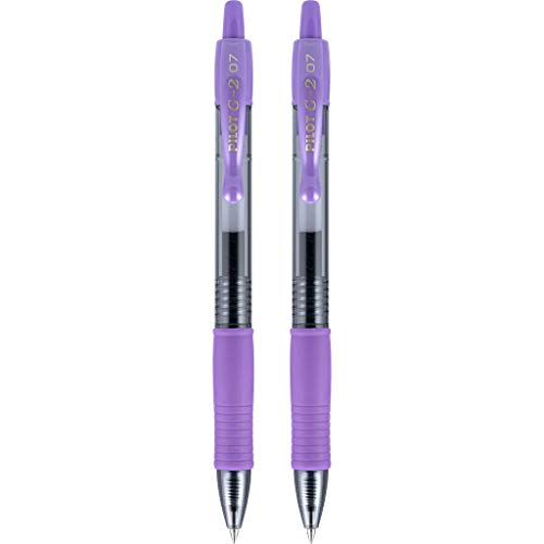 Pilot, G2 Premium Gel Roller Pens, Fine Point 0.7 mm, Purple, Pack of 2