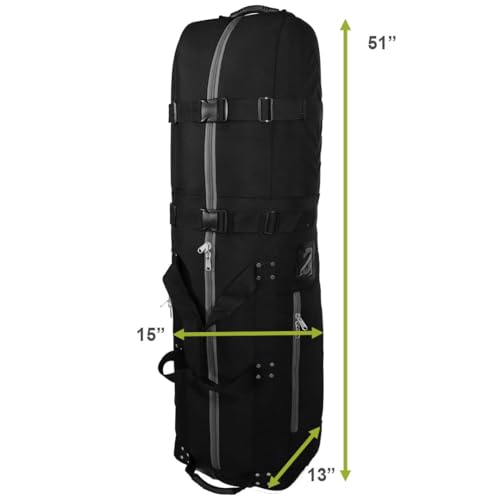 CaddyDaddy New First Class Premium Padded Golf Club Travel Cover with Wheels - Heavy Duty Golf Travel Bag for Airlines (Black), Black, L