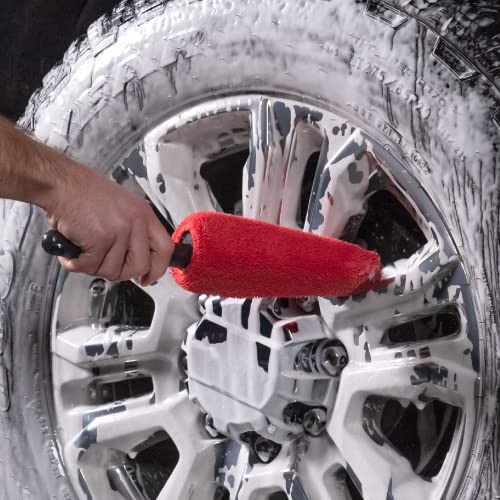VIKING Wheel Brush or Rim Brush for Car, Metal Free, Red, 2.5 Inch x 14.3 Inch